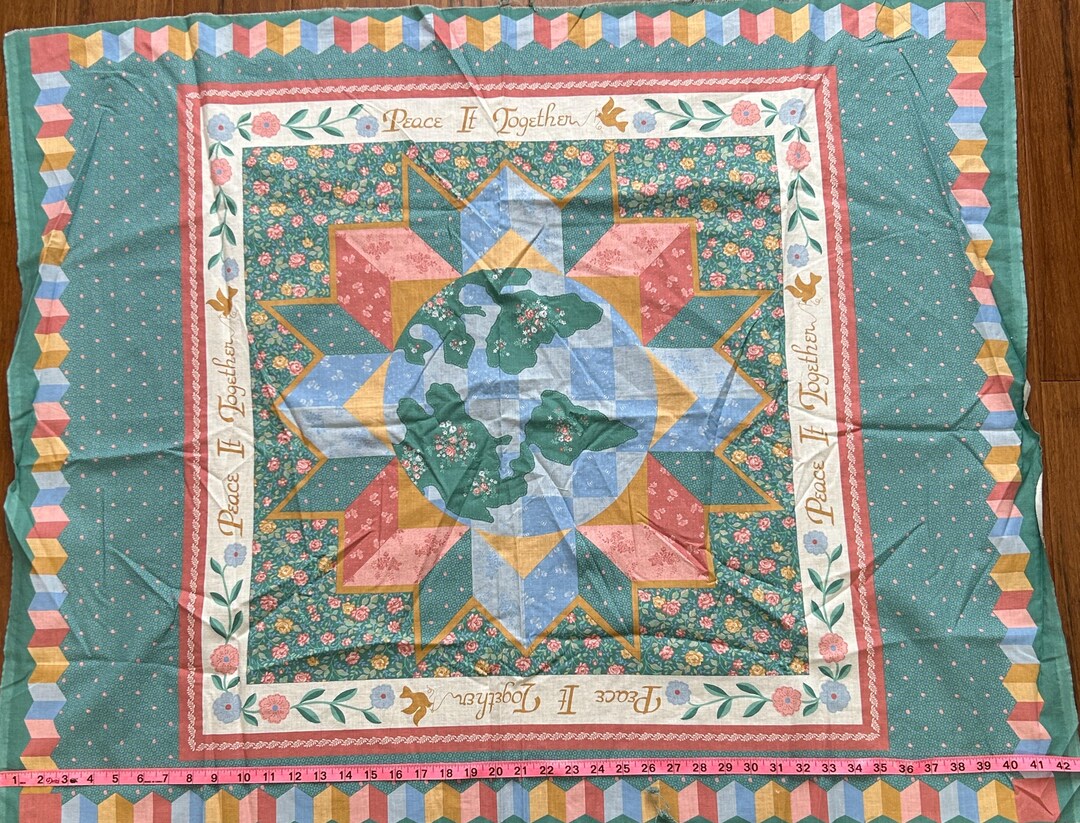 Vintage "peace It Together" Panel, Patchwork Floral, Earth Theme ...