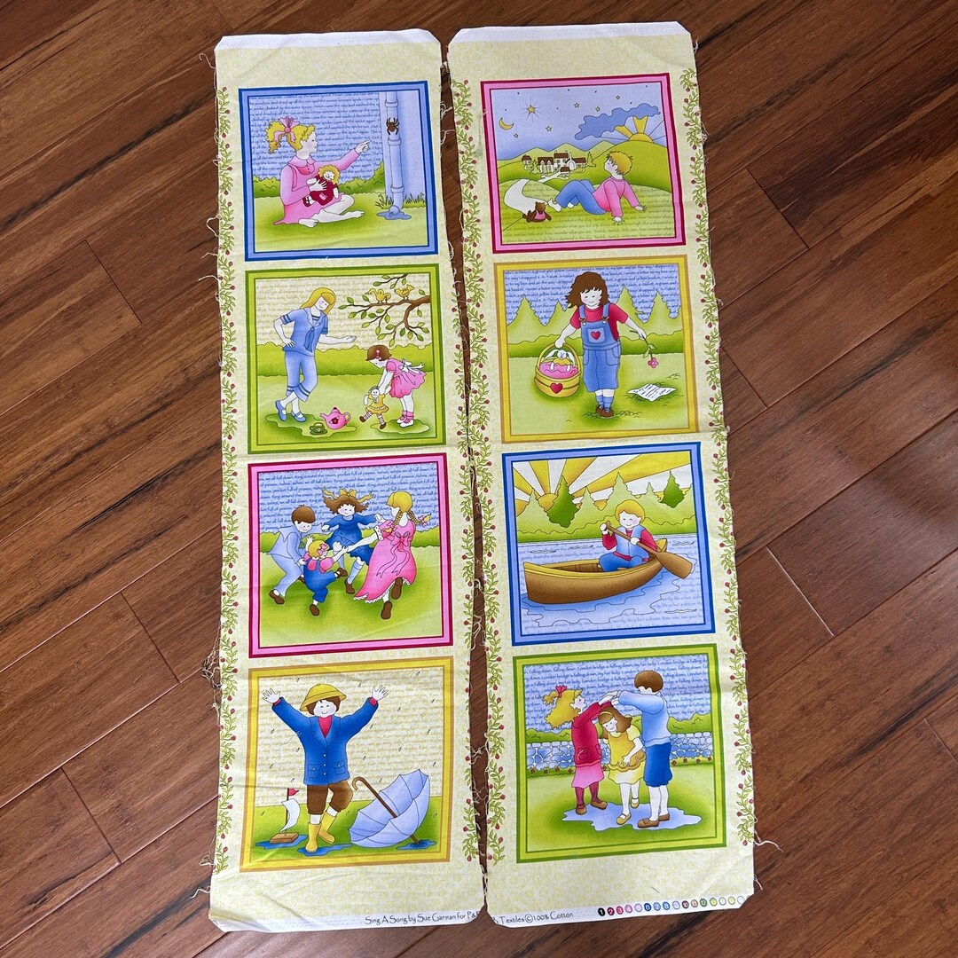 Sue Garman Sing a Song Quilt Panels, 2 Panels W/ 8 Squares, Nursery ...