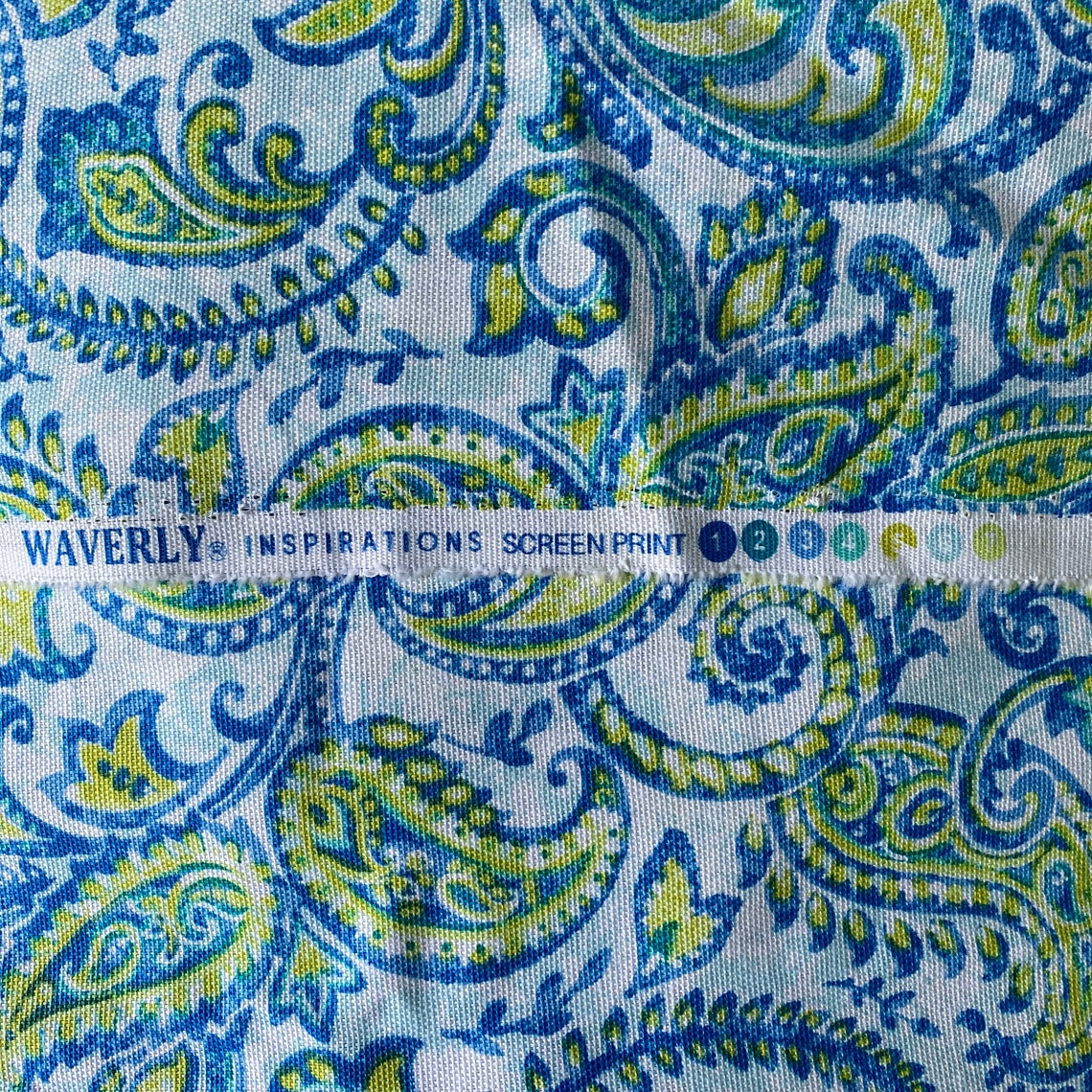 Waverly Inspirations Paisley Blue Turquoise Chartreuse | Etsy