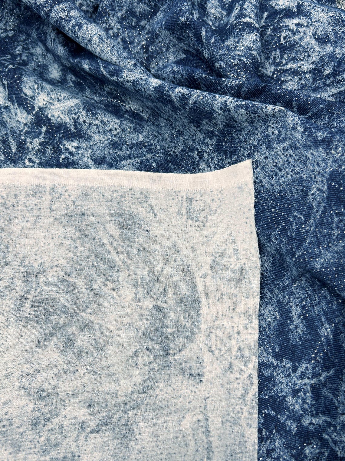 1980s Vintage Stonewashed Look Lightweight Metallic Twill Fabric, 1 ...