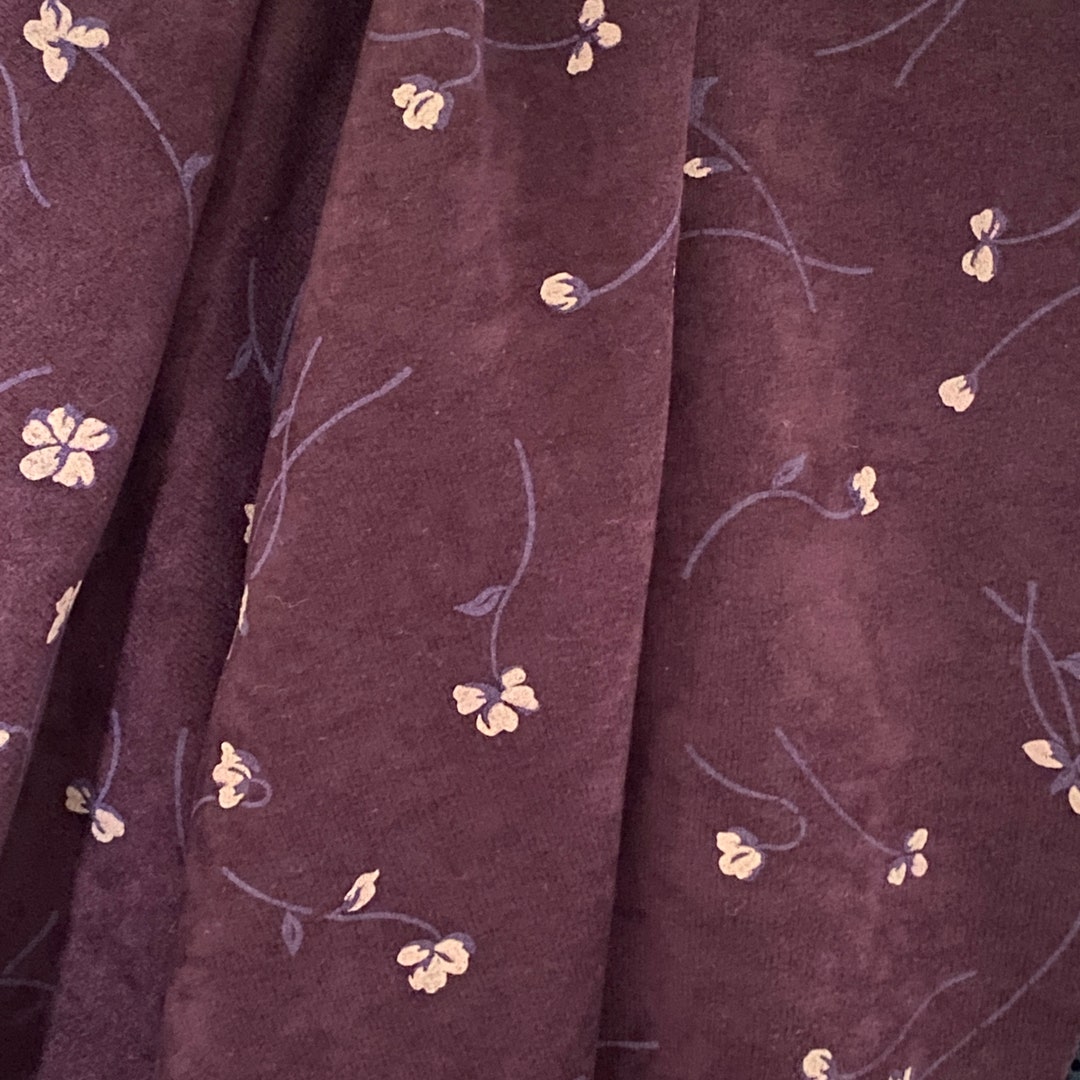 Vintage Dark Maroon/plum Floral Fashion Fabric – Textured Material ...
