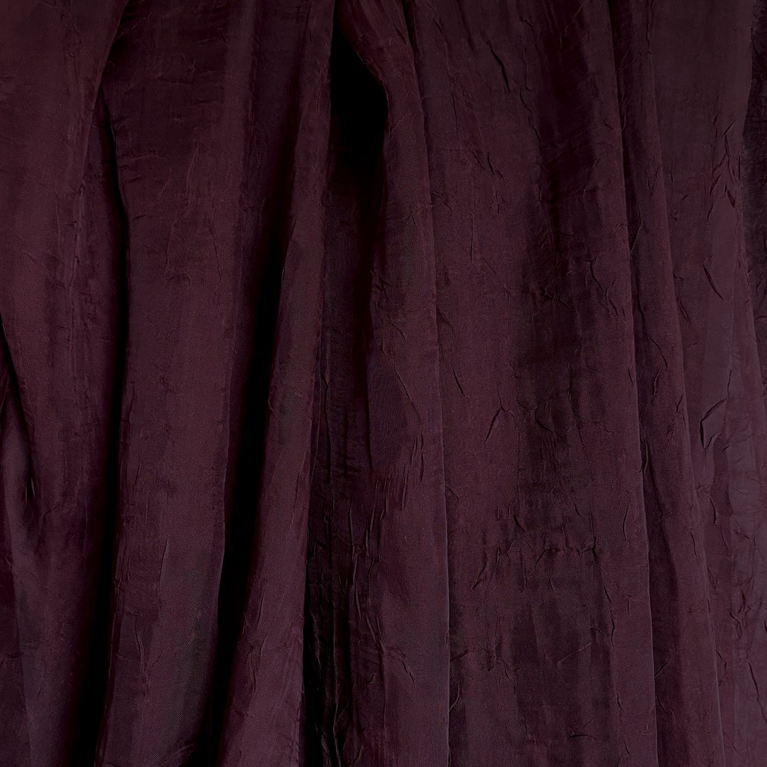 Maroon Crushed Voile Sheer Drapery Fabric, Textured Lightweight ...