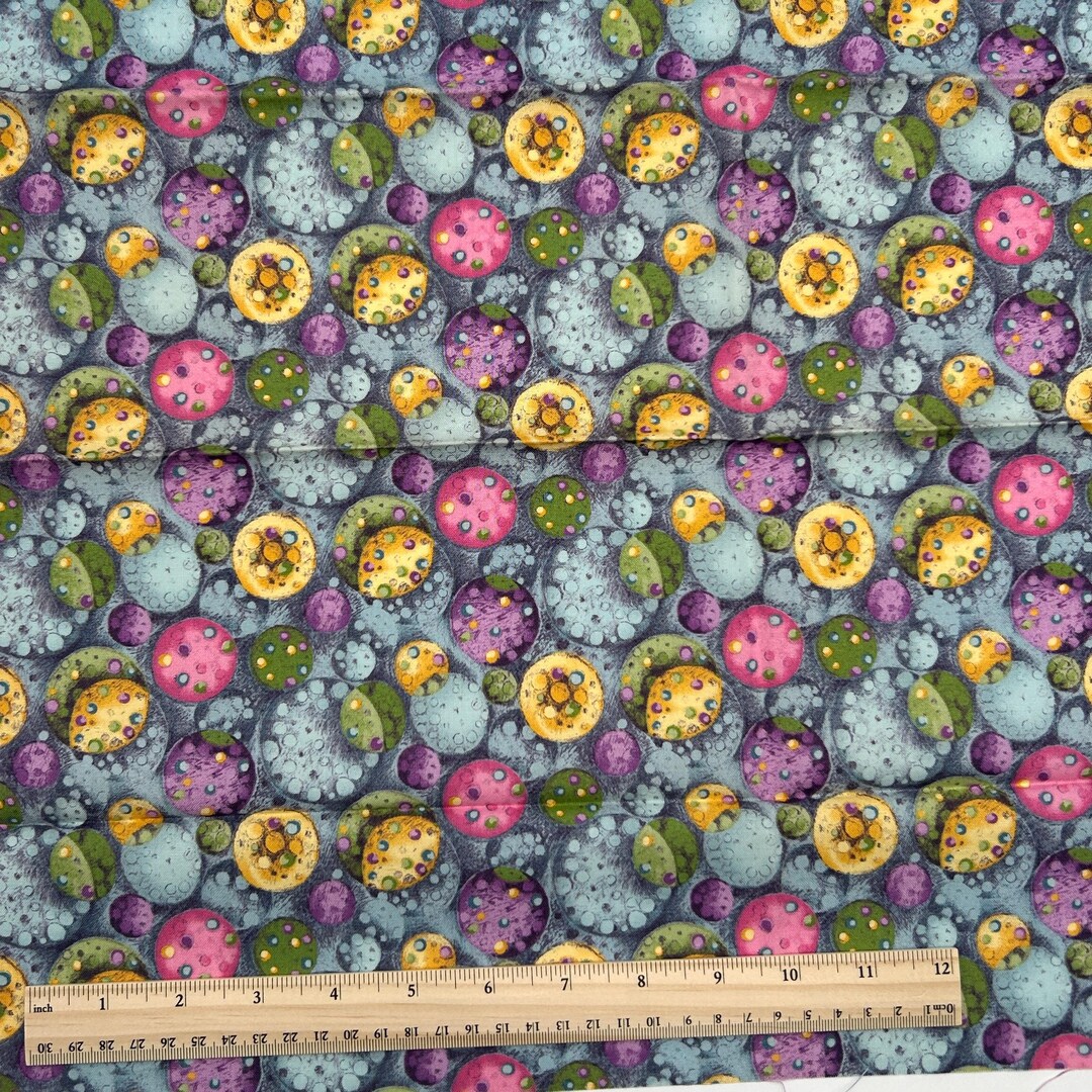 Vintage 1990s Blank Textiles Bubble Dot Fabric, Blue Cotton Quilt ...