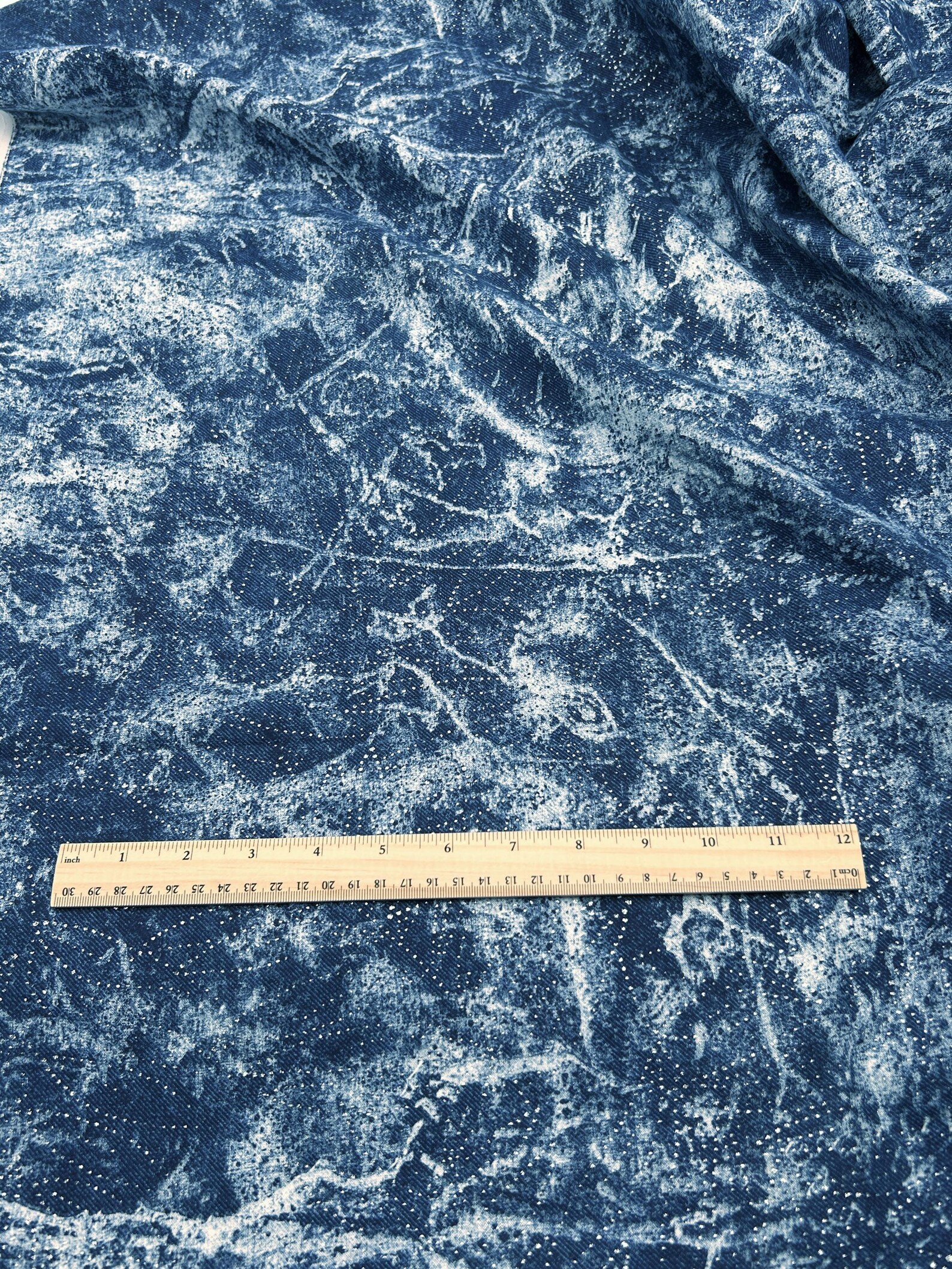 1980s Vintage Stonewashed Look Lightweight Metallic Twill Fabric, 1 ...