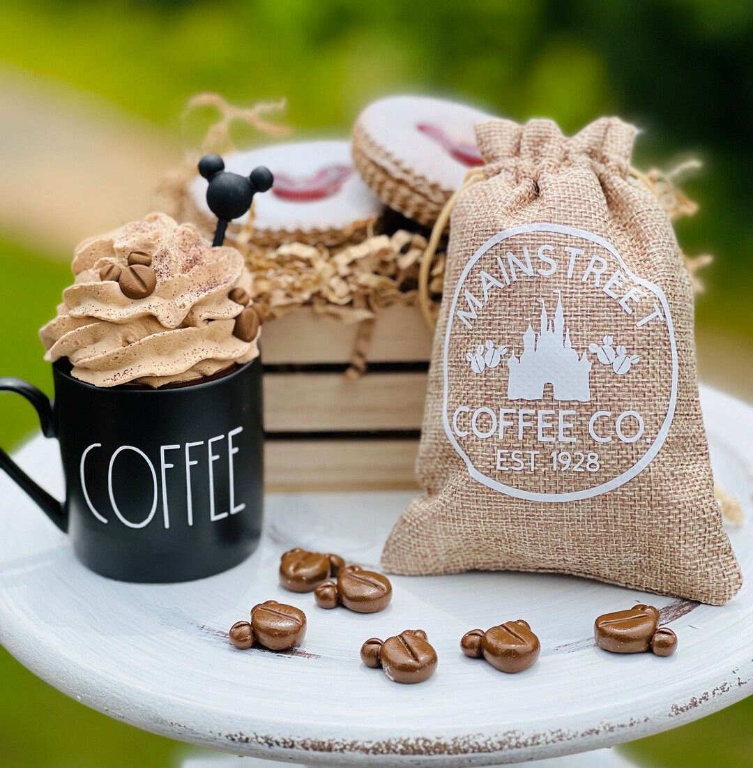 Disney Inspired Mouse Shaped FAKE Mini Coffee Bean Burlap Bag W/ Fake ...
