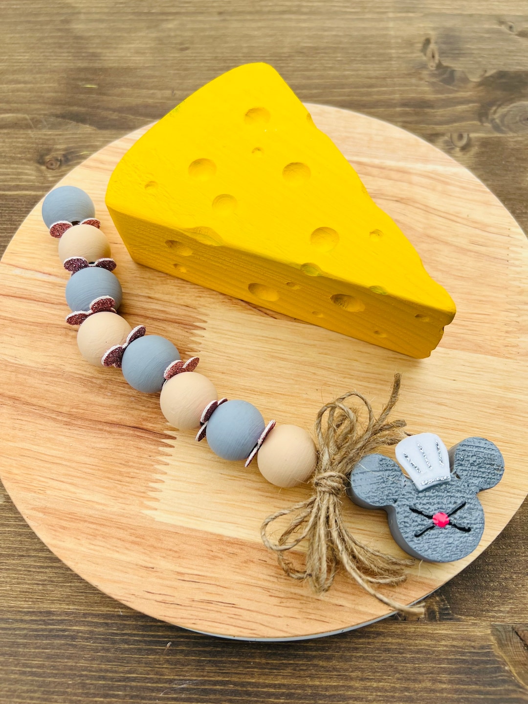 Disney Inspired Mouse Yellow Cheese Wooden Tiered Tray Decor - Etsy