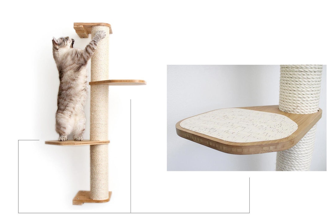 Deluxe Sisal Pole With Cork Traction Pads Cat Pole Cat Climb Toy Cat ...