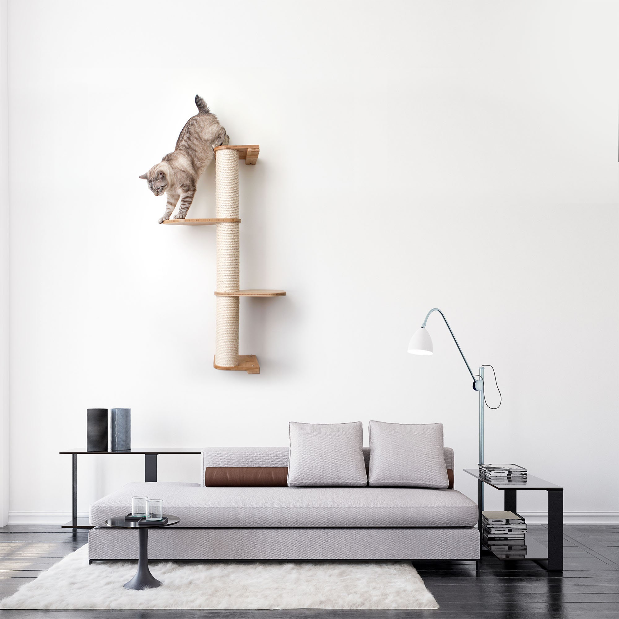 Deluxe Sisal Pole With Cork Traction Pads - Sisal Pole, Wall Mounted ...
