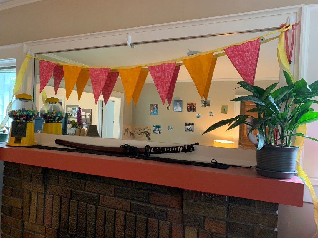 Pennant Banner in Pink and Orange - Etsy