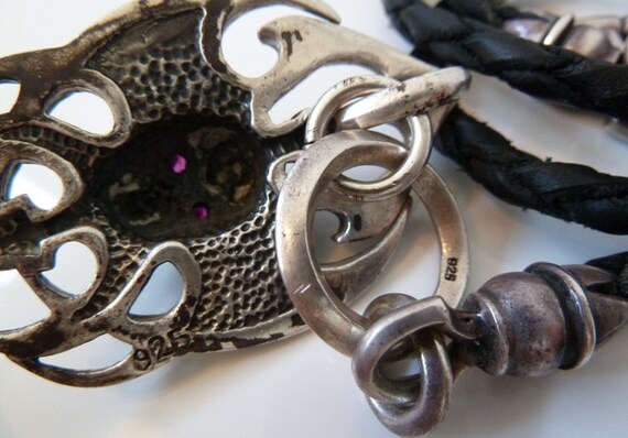 Flaming bwl SKULL sterling 925 silver Tony Creed bike… - Gem