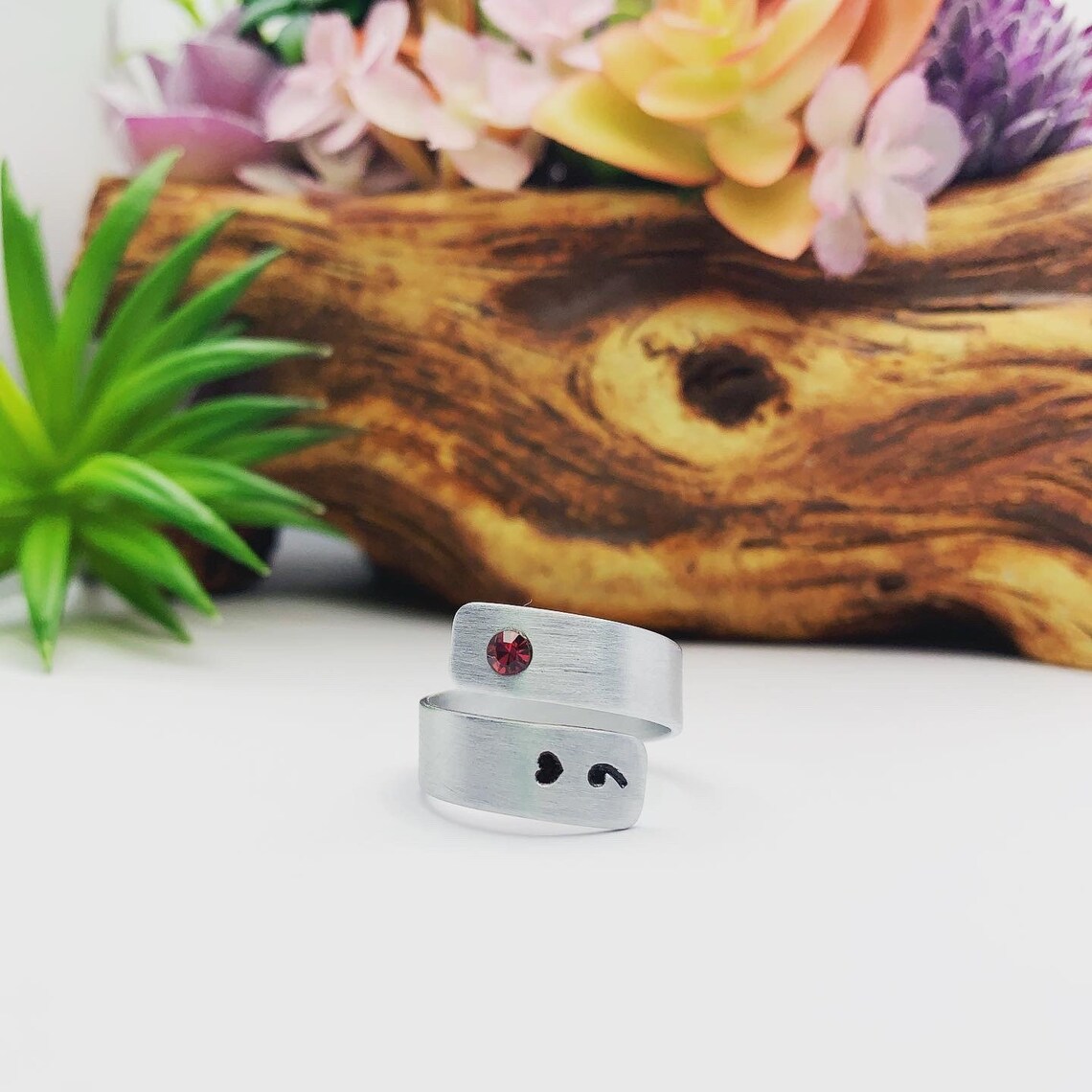 Heart Semicolon Ring Semicolon Jewelry Heart Colon Ring Hand - Etsy