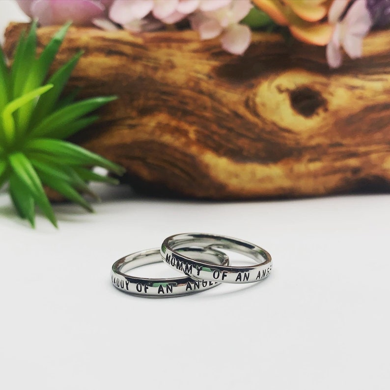 Baby Loss Ring Mommy of an Angel Daddy of an Angel Angel Rings - Etsy