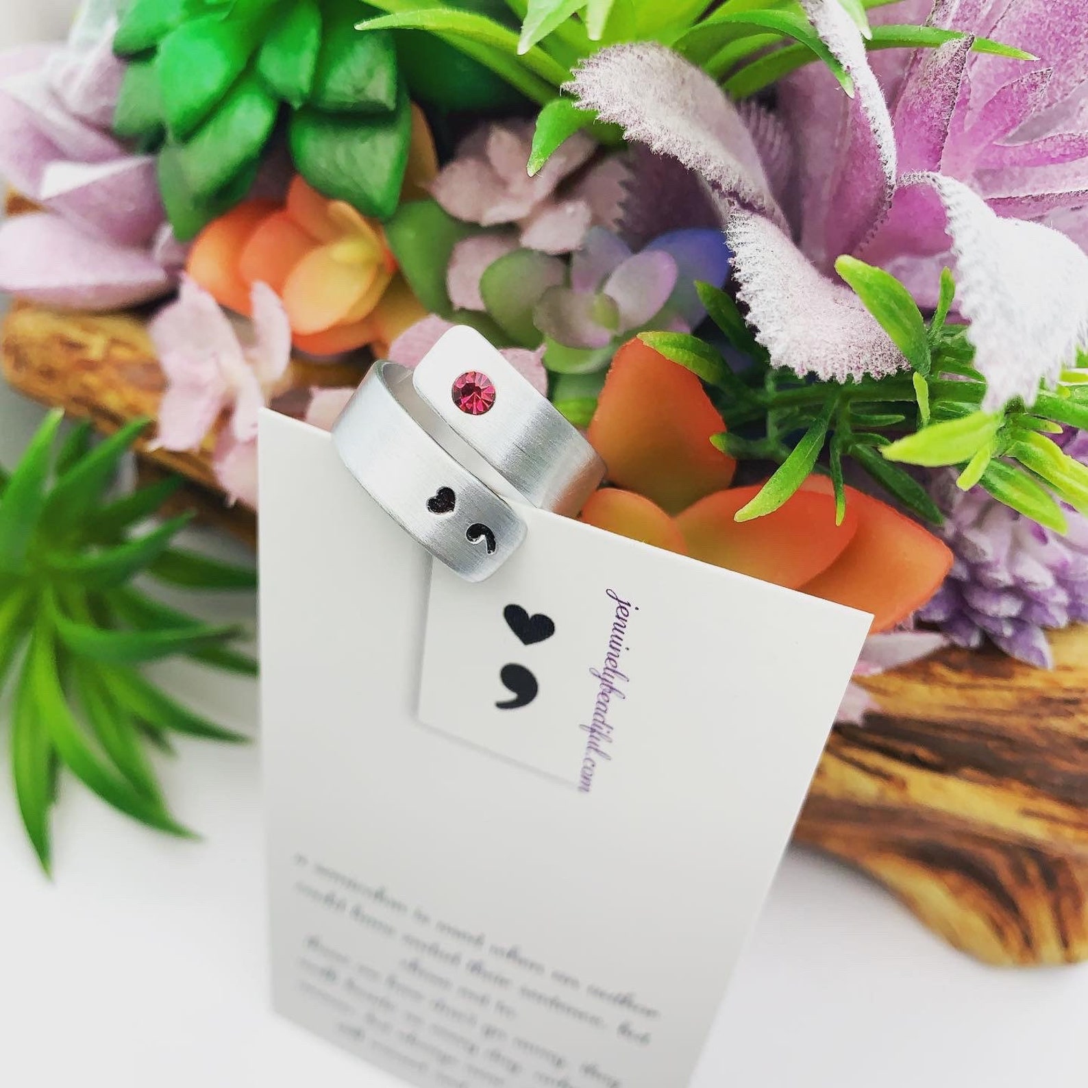 Heart Semicolon Ring Semicolon Jewelry Heart Colon Ring Hand - Etsy