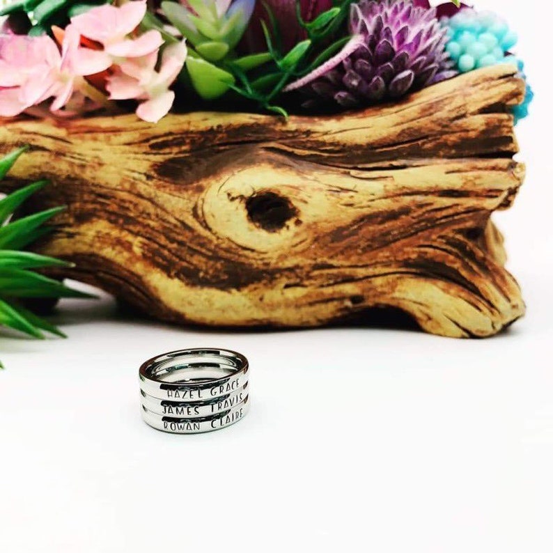 Stacking Rings Personalized Name Rings Stackable Bands - Etsy