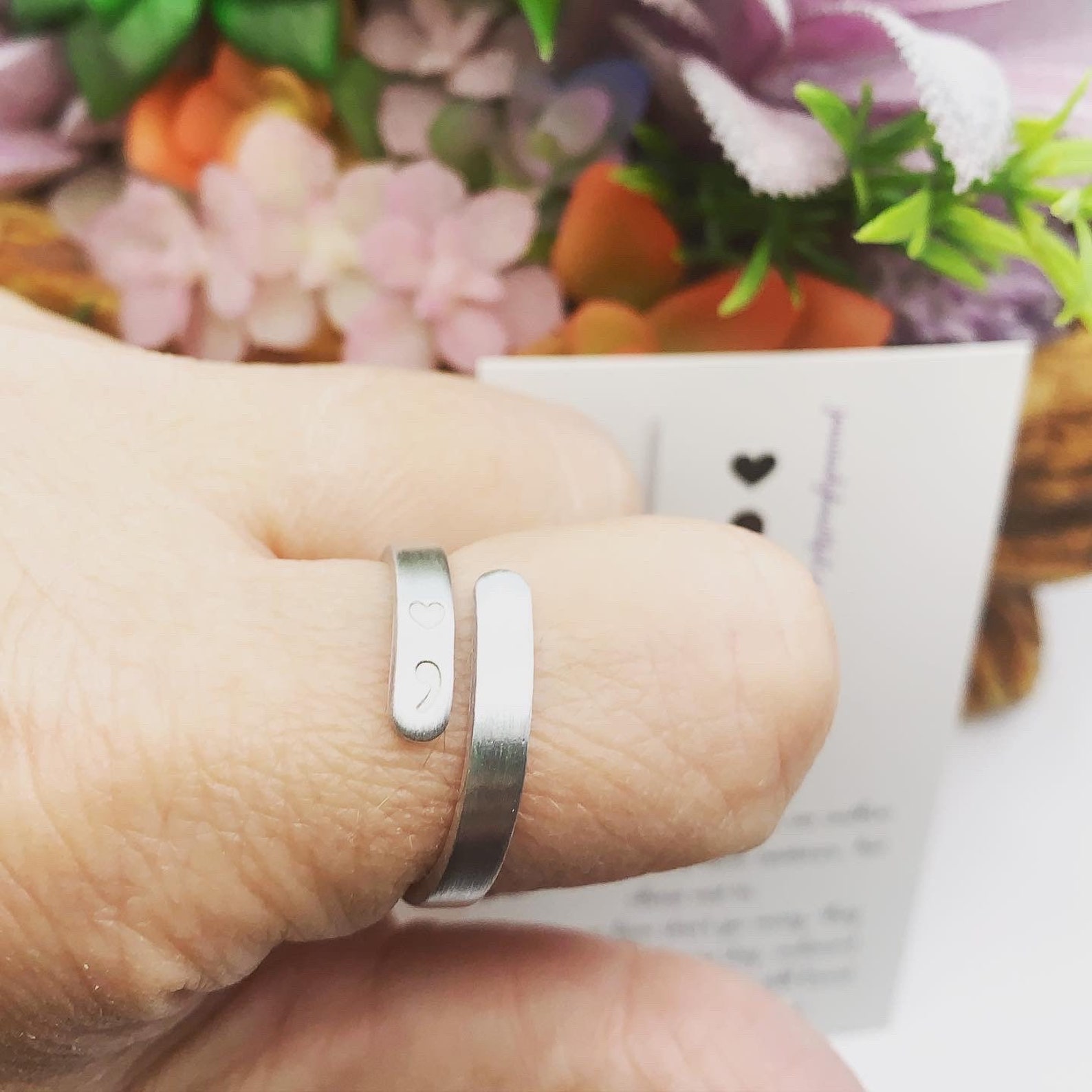 Heart colon Ring Rings Semicolon Colon Jewelry Heart | Etsy