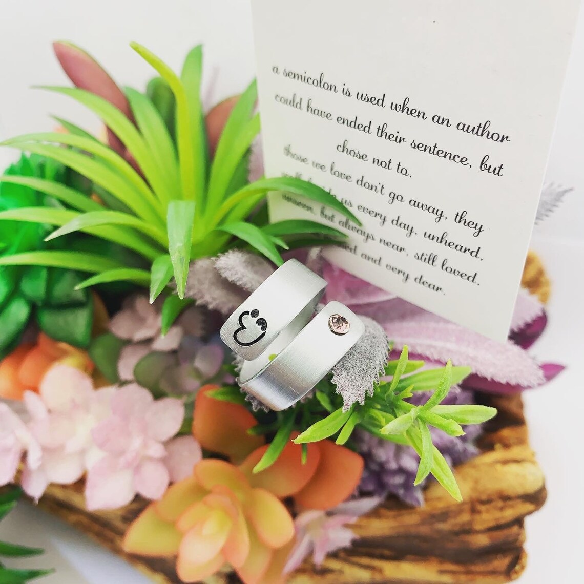 Heart Colon Ring Rings Semicolon Colon Jewelry Heart | Etsy