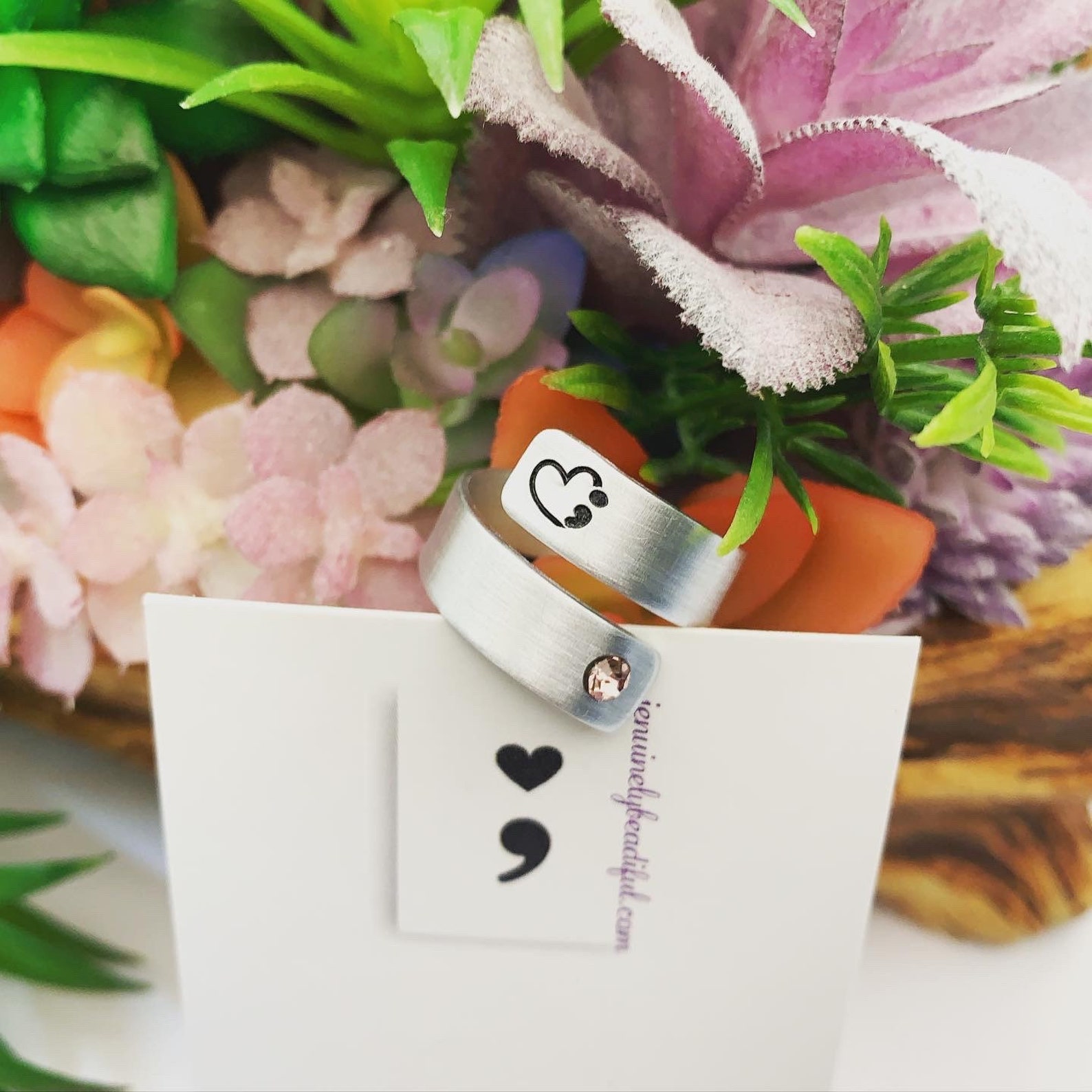 Heart Colon Ring Rings Semicolon Colon Jewelry Heart | Etsy