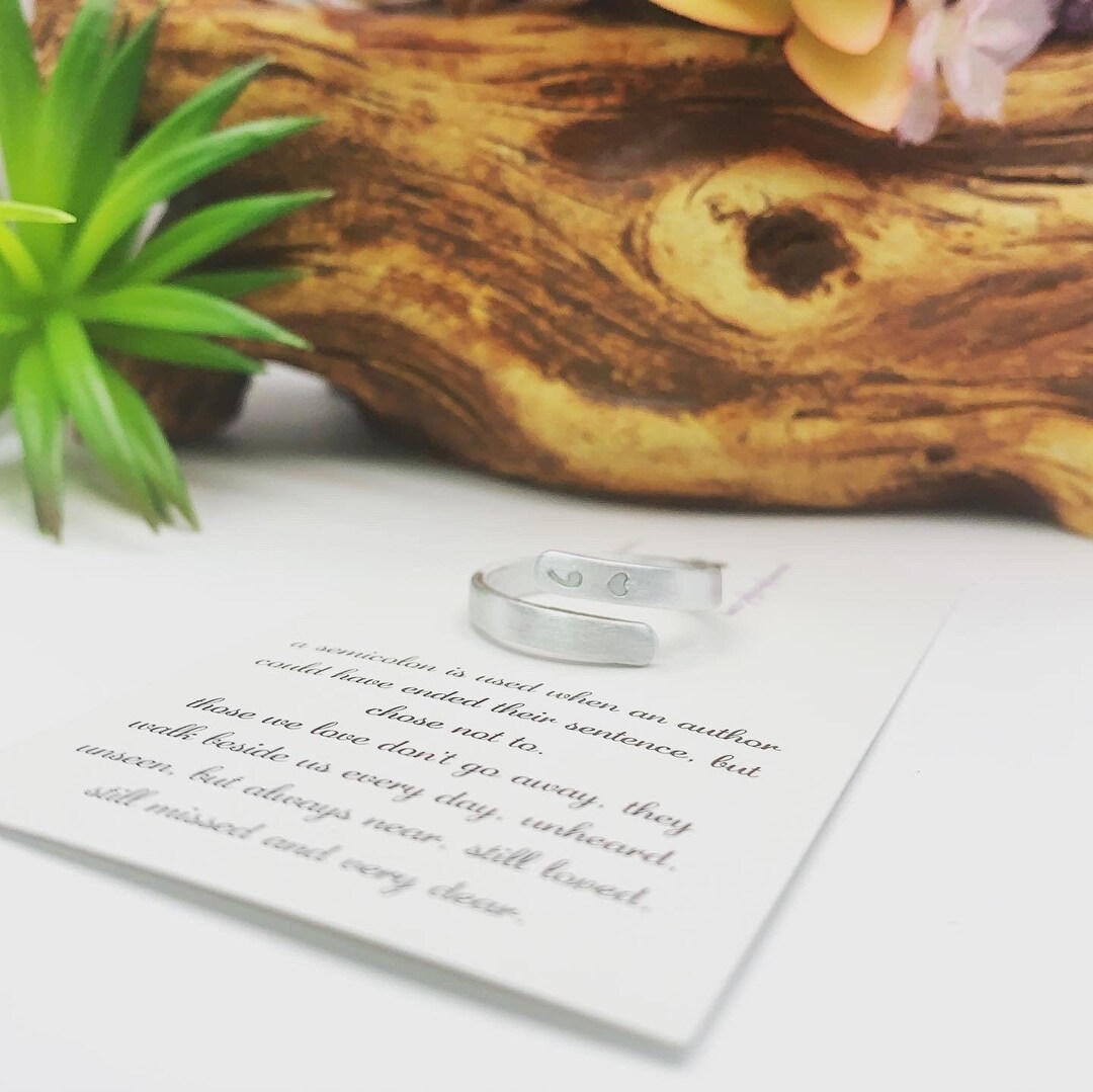 Heart Colon Ring Rings Semicolon Colon Jewelry Heart Semicolon ...