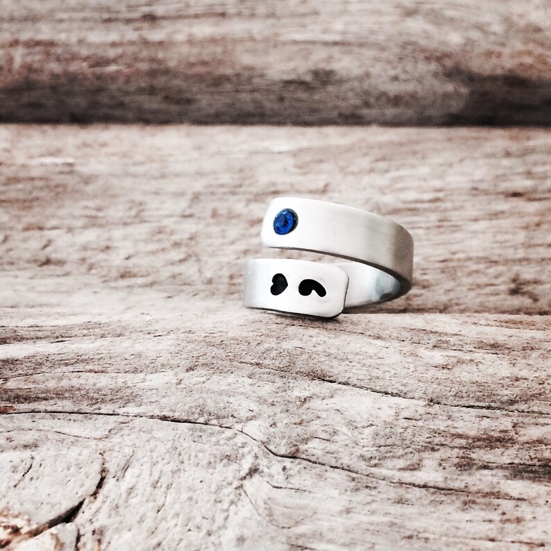 Heart Semicolon Ring Semicolon Jewelry Heart Colon Ring Hand | Etsy