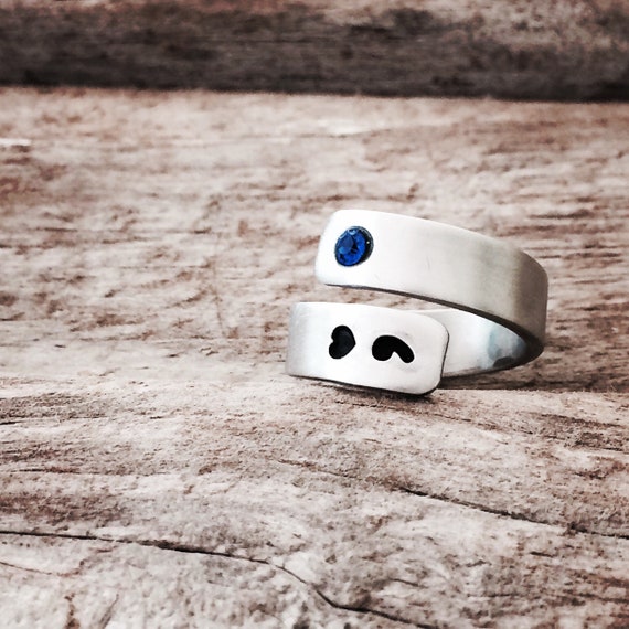 Heart Semicolon Ring Semicolon Jewelry Heart Colon Ring Hand | Etsy