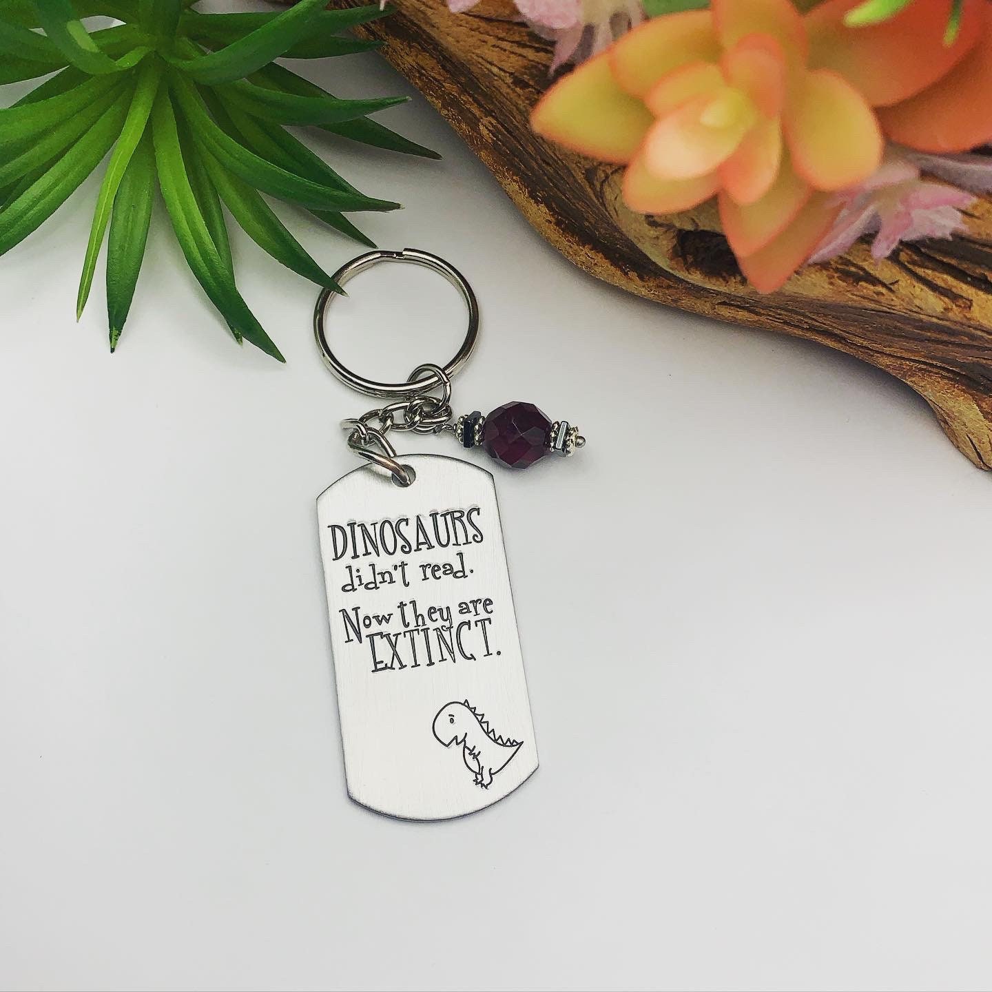 Sassy Dino Keychain Sassy Dinosaur Hand Stamped - Etsy