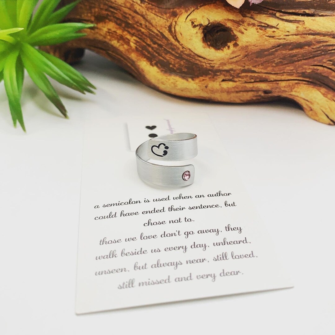 Heart Colon Ring Rings Semicolon Colon Jewelry Heart Semicolon ...