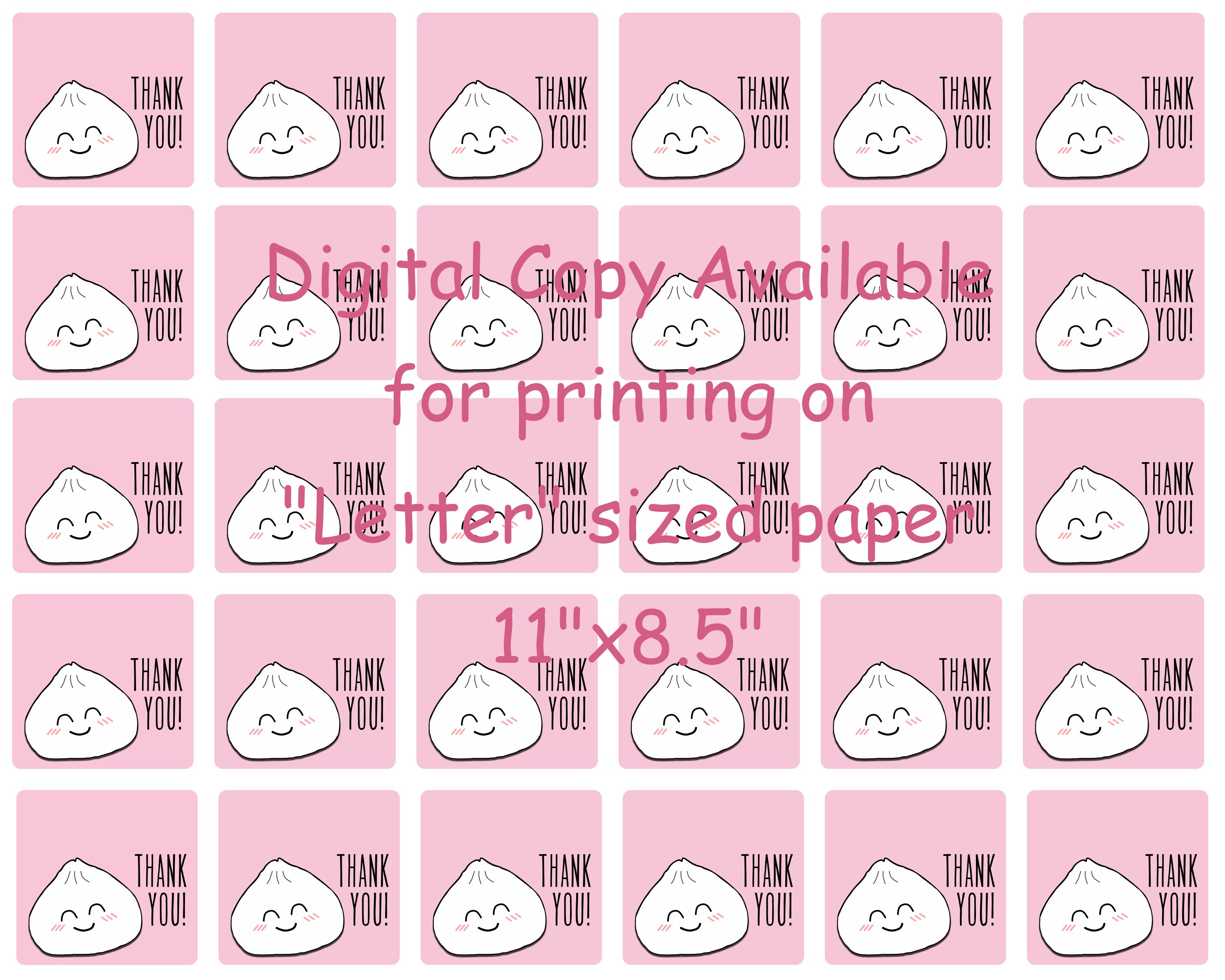 Dumpling Themed Printable Party Favor Tags (digital Copy for Printing ...