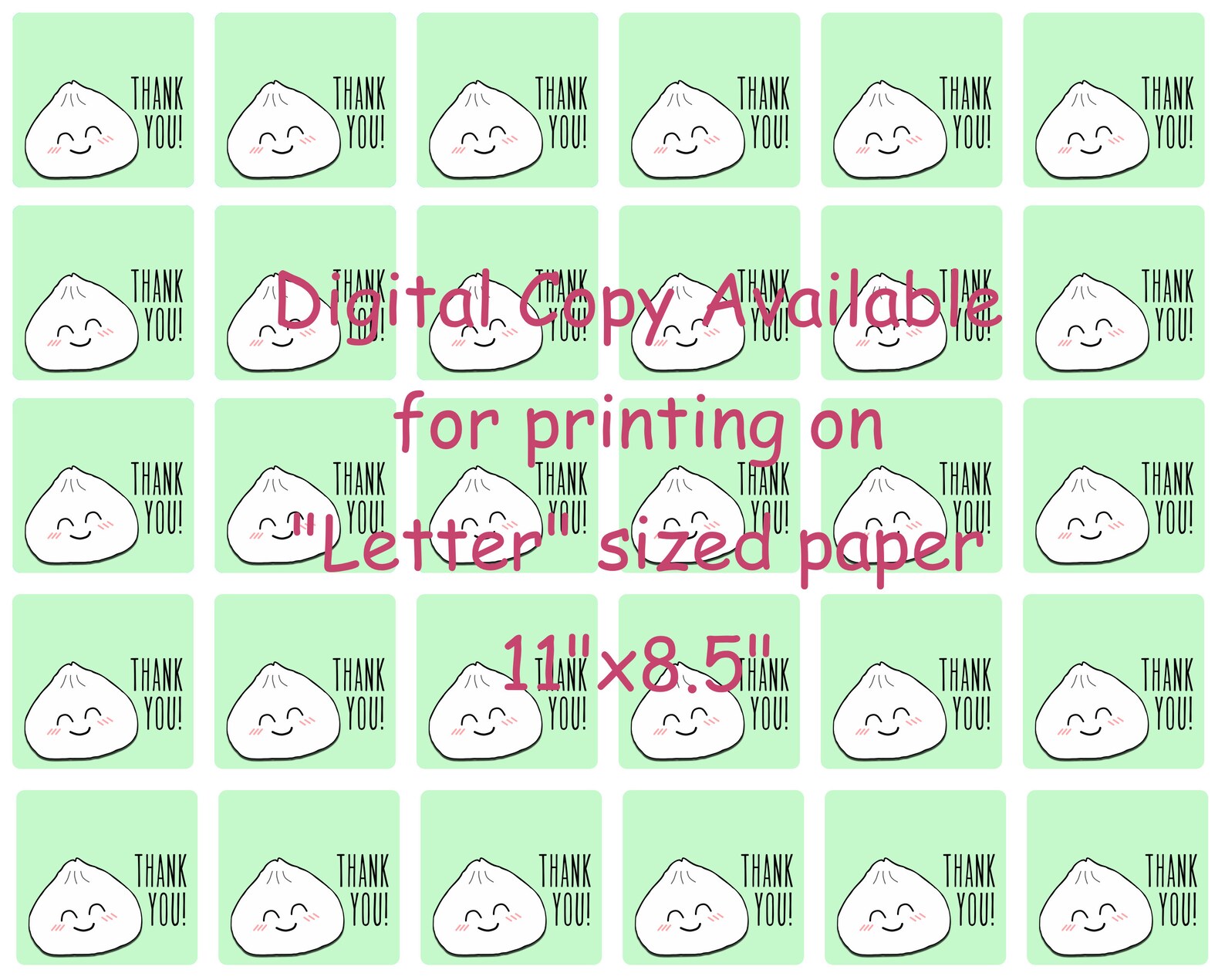 Dumpling Themed Printable Party Favor Tags (digital Copy for Printing ...
