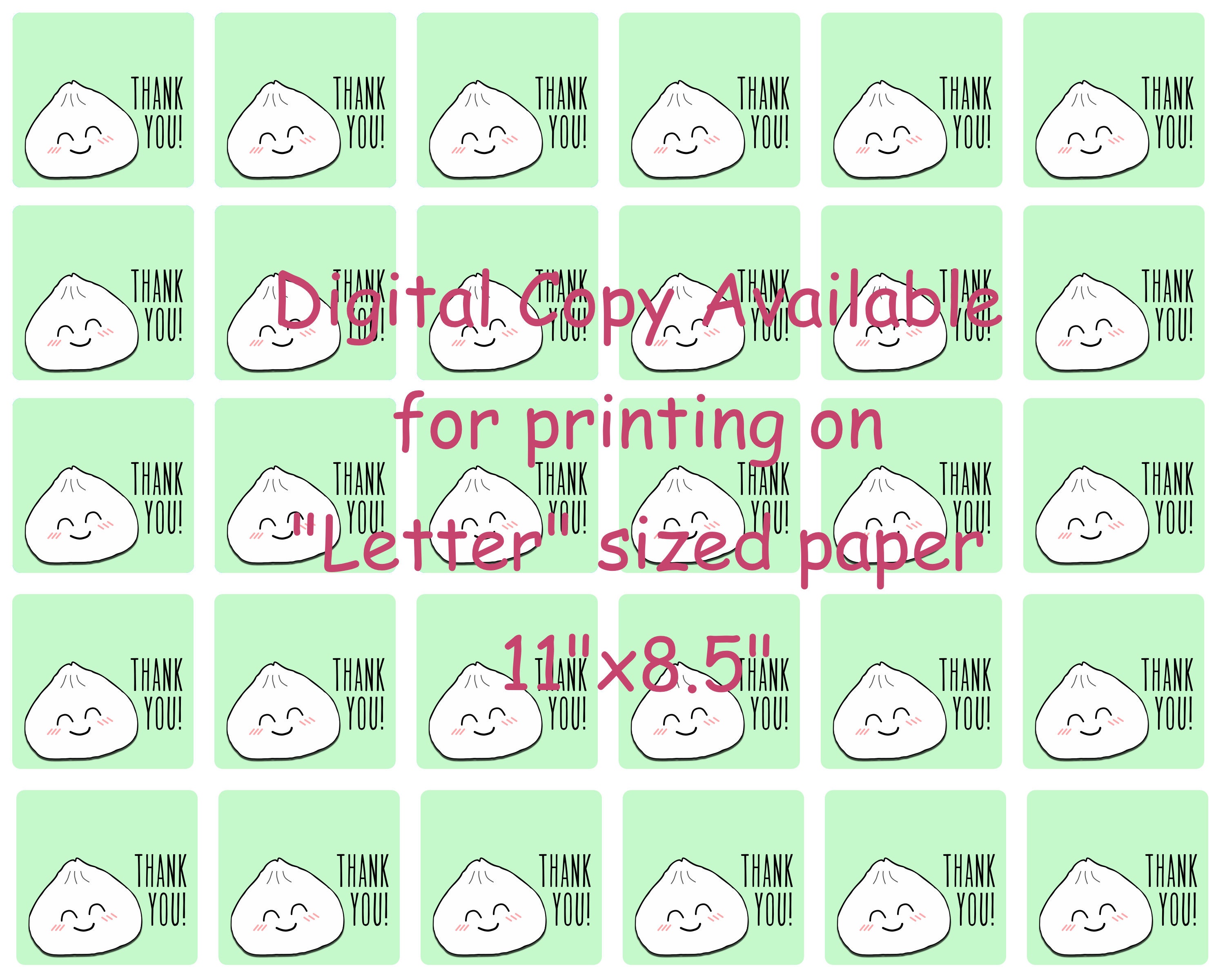 Dumpling Themed Printable Party Favor Tags (digital Copy for Printing ...