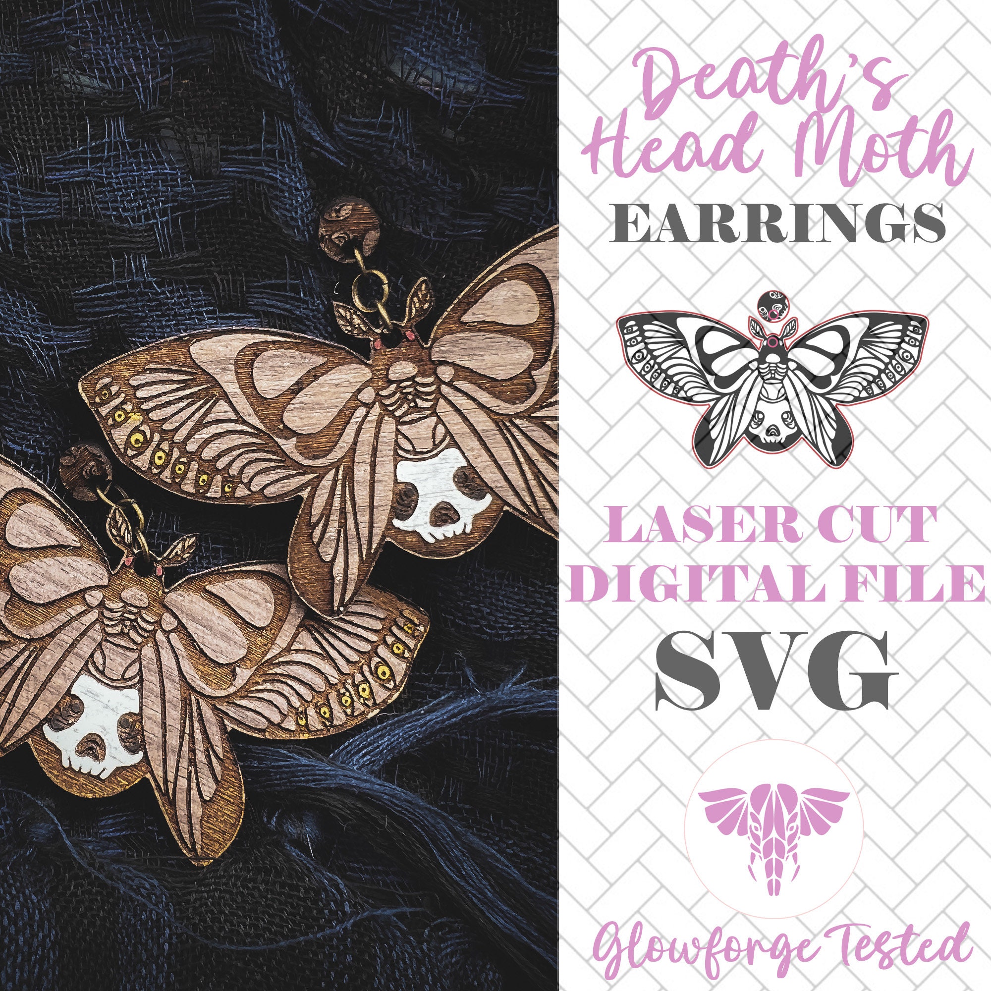 DIGITAL FILE Death Skull Moth Laser Cut SVG - Etsy