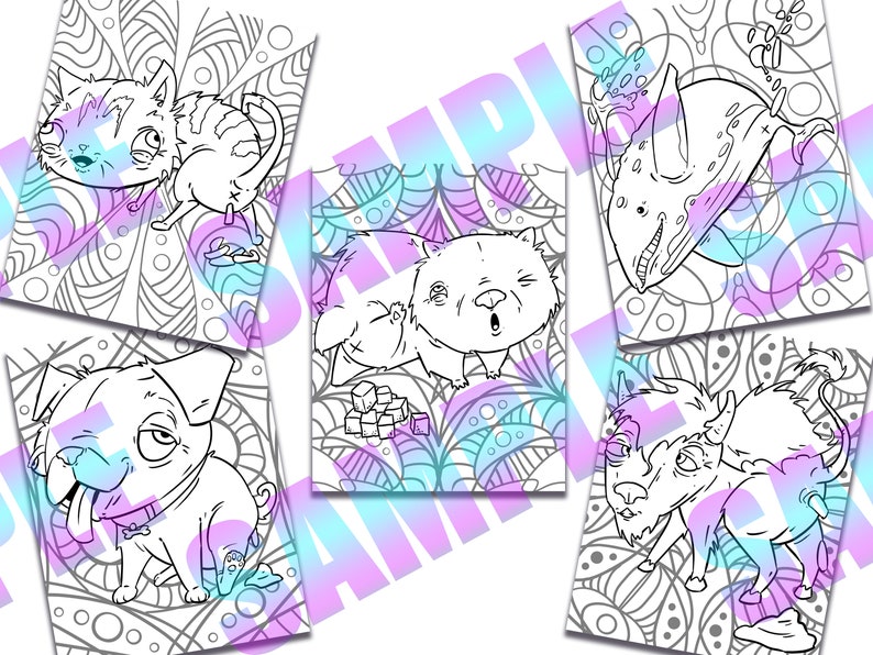 Funny Pooping Animals Adult Coloring Book Pages Download Fun - Etsy