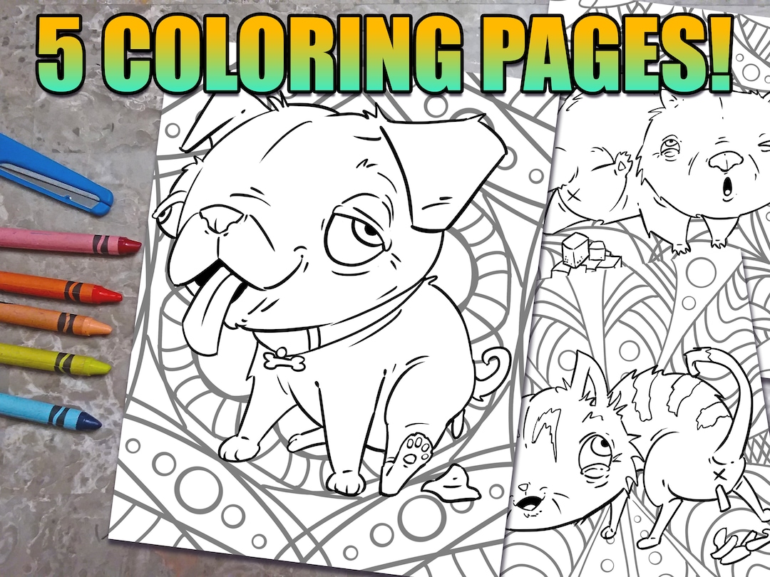 Funny Pooping Animals Adult Coloring Book Pages Download, Fun Printable ...
