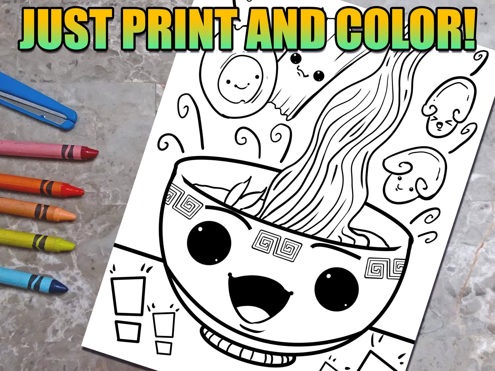 Cute Kawaii Ramen Coloring Book Page Download Fun Coloring - Etsy