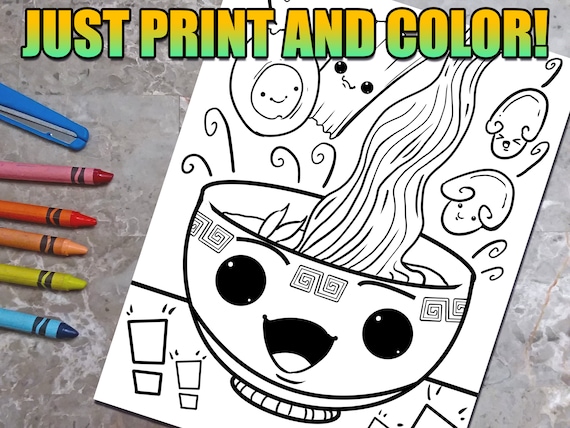 Cute Kawaii Ramen Coloring Book Page Download Fun Coloring - Etsy