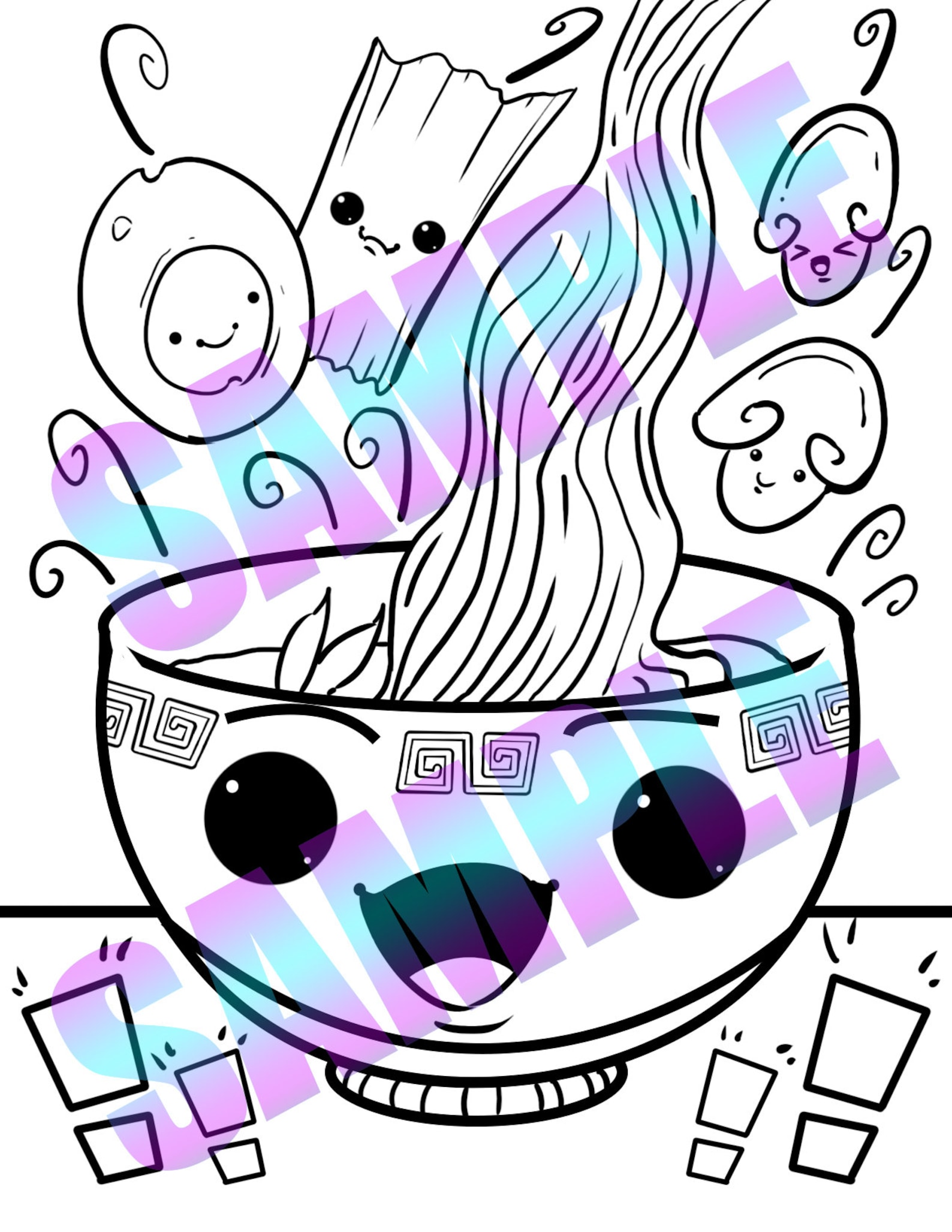 Cute Kawaii Ramen Coloring Book Page Download Fun Coloring - Etsy