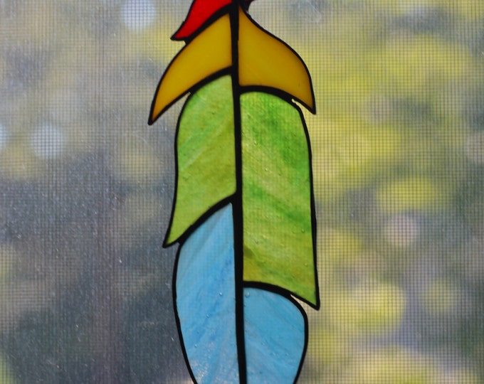 Beautiful Stained Glass Feather. - Etsy