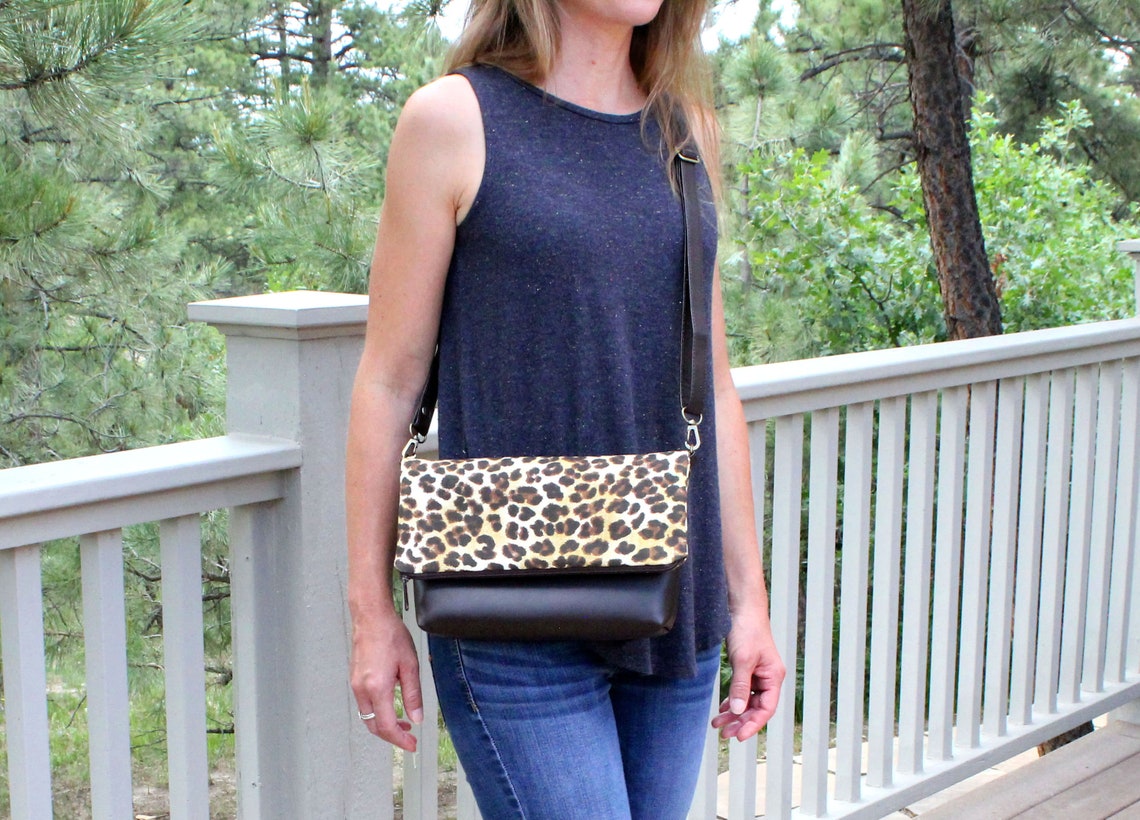 Crossbody Canvas Leopard Print Foldover Bag Animal Print - Etsy
