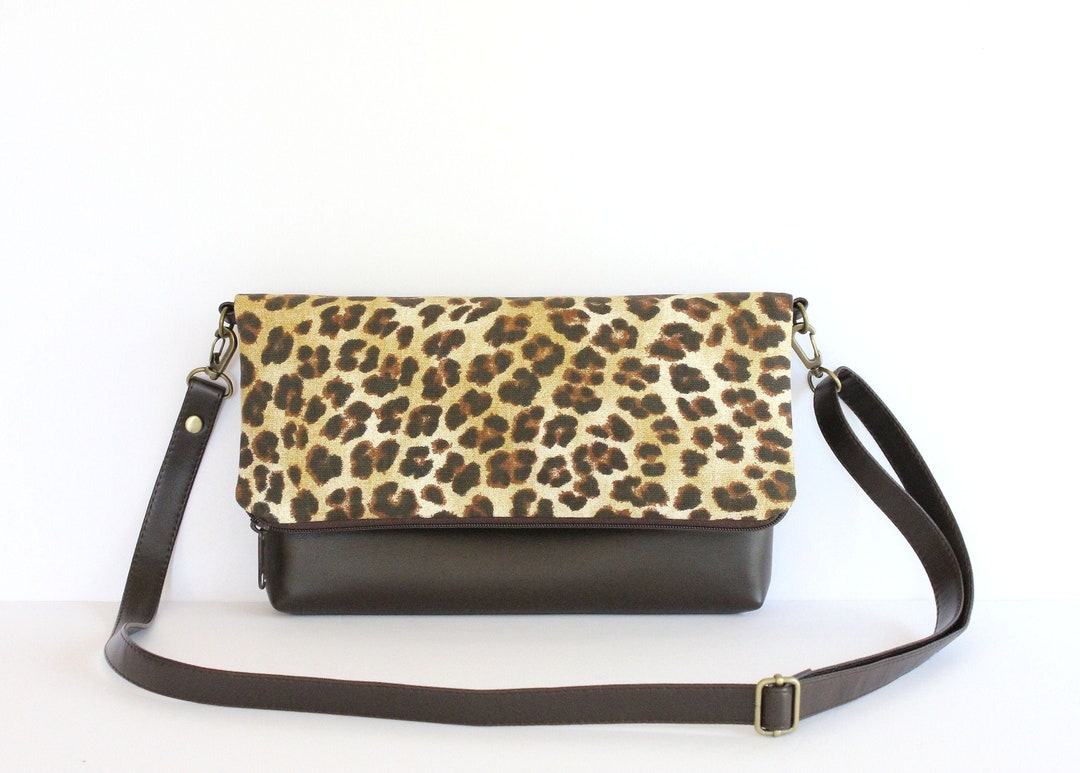 Crossbody Canvas Leopard Print Foldover Bag Animal Print - Etsy