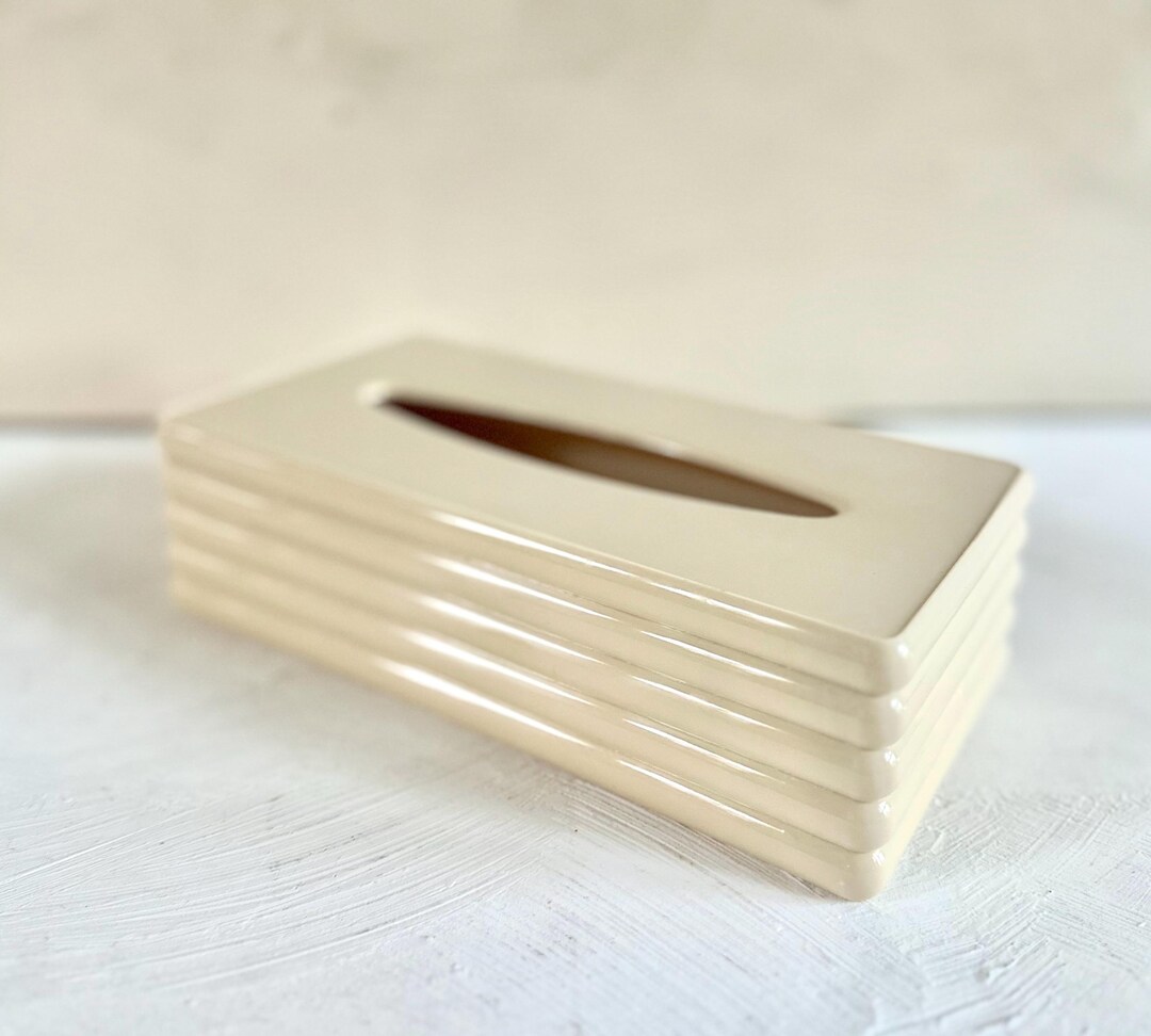 Vintage Postmodern Creamy White Acrylic Plastic Ribbed Textured Kleenex ...