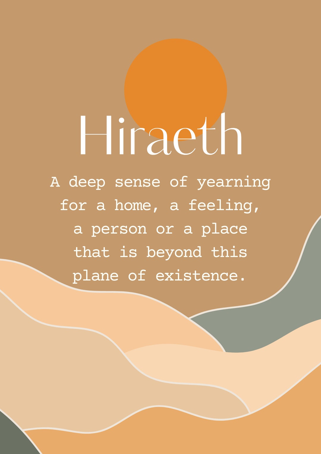 Definition of Hiraeth, A4 Welsh Print, Hiraeth Print, Welsh Wall Art ...