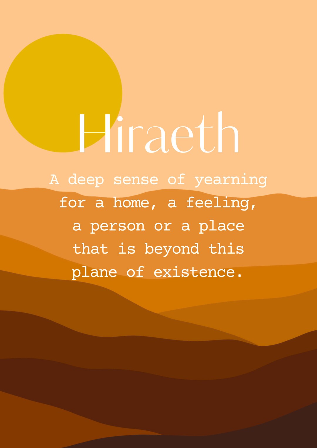 Definition of Hiraeth, A5 Welsh Print, Hiraeth Print, Welsh Wall Art ...