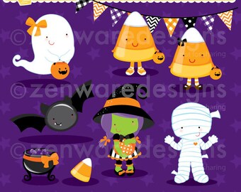 Halloween Clipart Set, Halloween Ghost Candy Corn Sweet Clipart ...