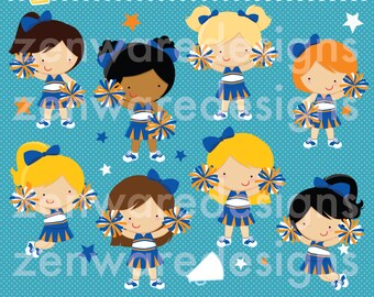 Orange Cheerleader Clip Art, MORE COLORS, Orange Black Cheerleading ...