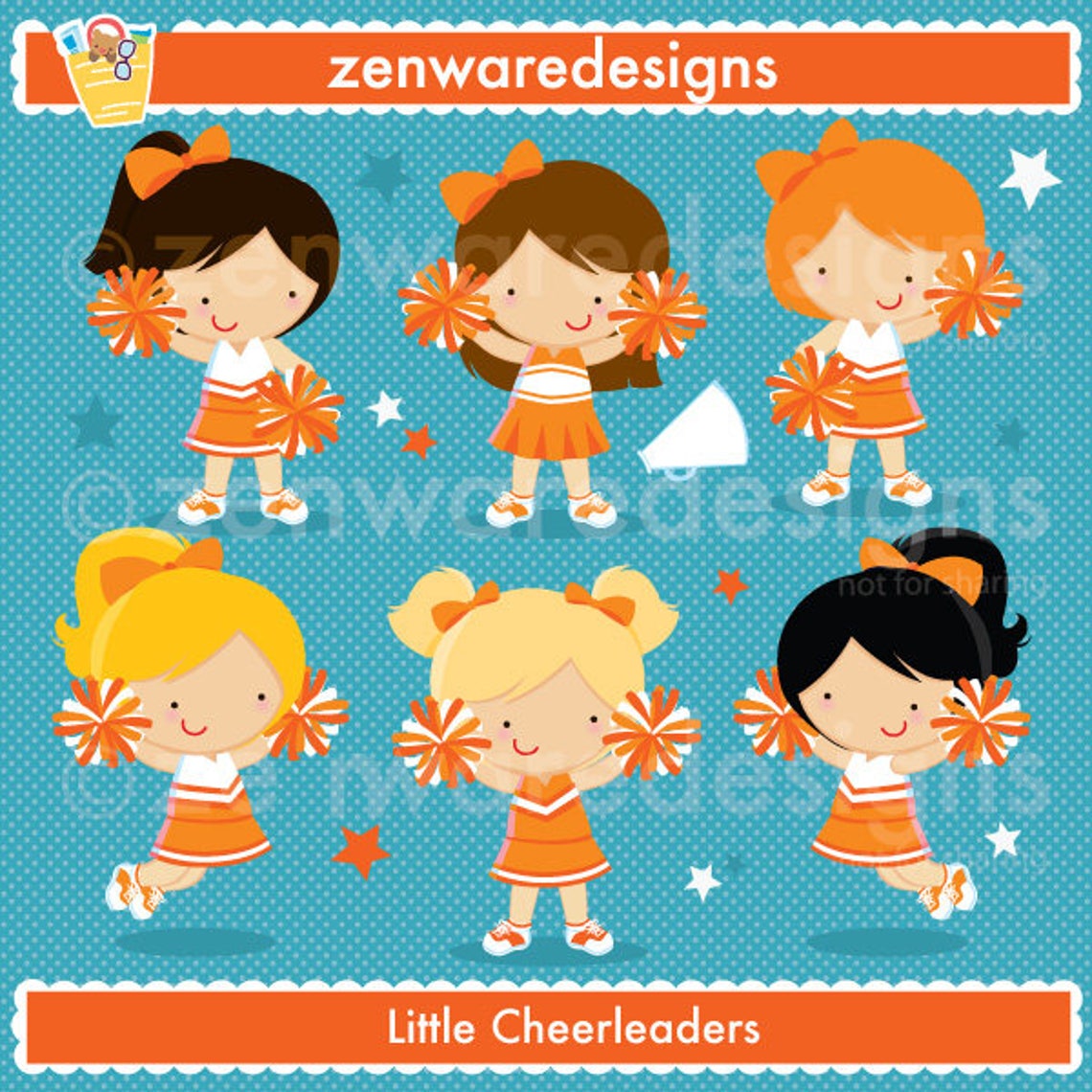 Orange Cheerleader Clipart - Etsy