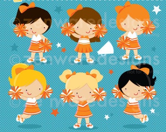 Orange Cheerleader Clip Art, MORE COLORS, Orange Black Cheerleading ...
