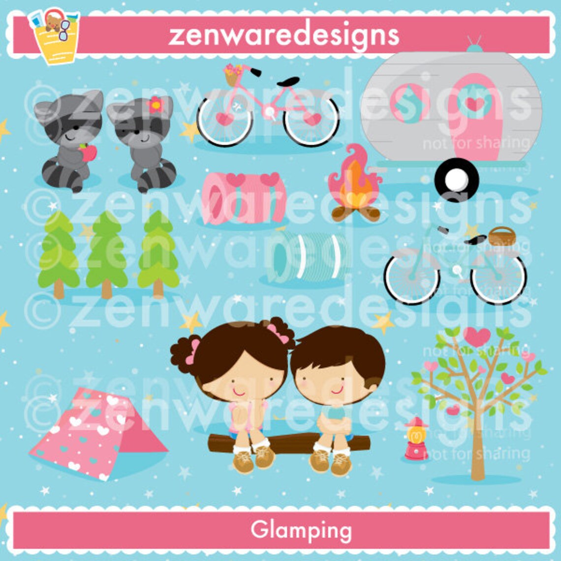 Camping Glamping Clipart - Etsy