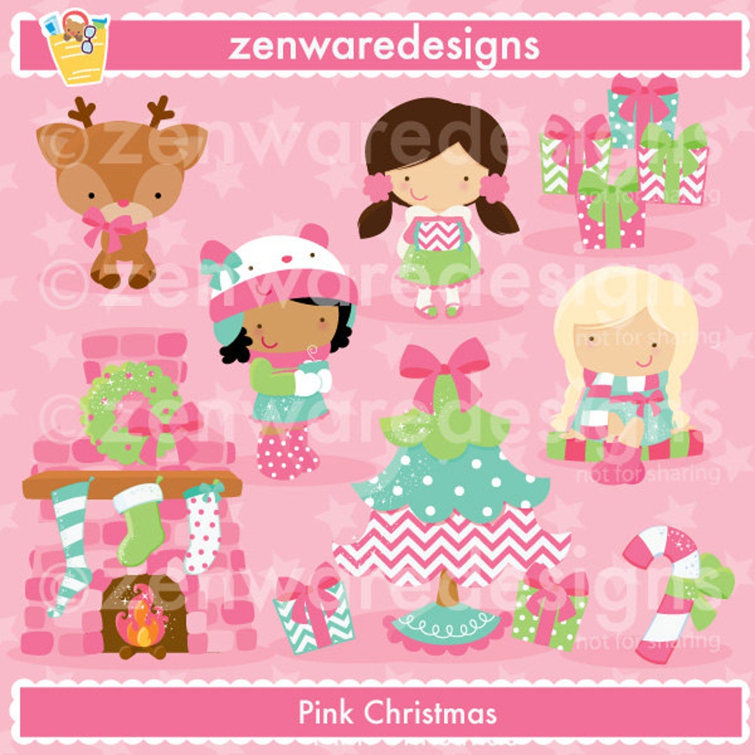 Pink Christmas Clipart - Etsy