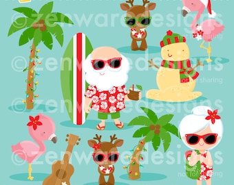 Tropical Christmas Clipart Set 28 Illustrations High Resolution 300dpi ...