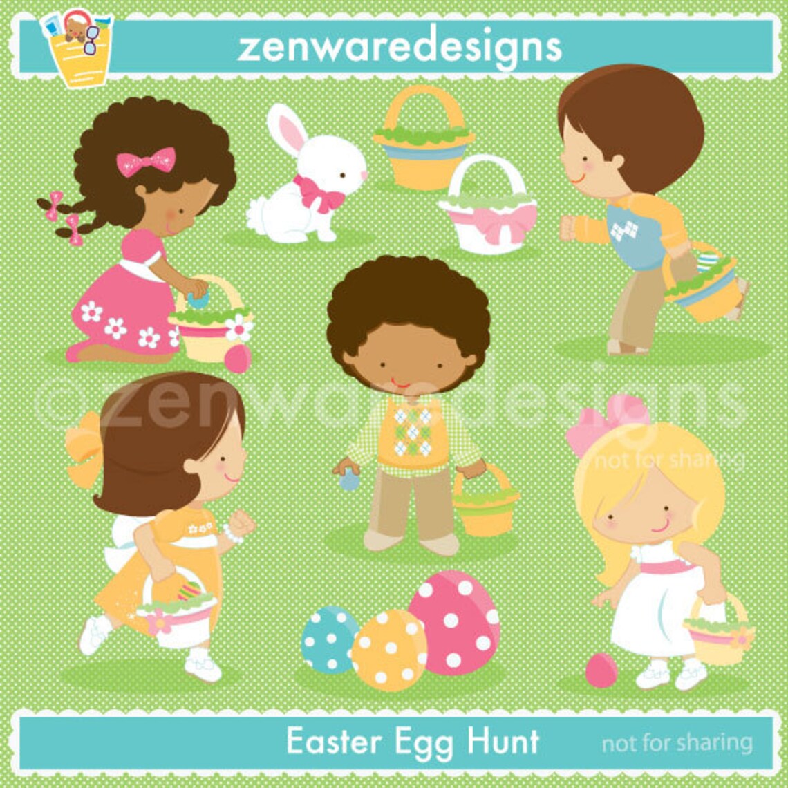 Easter Egg Hunt Clipart | Etsy