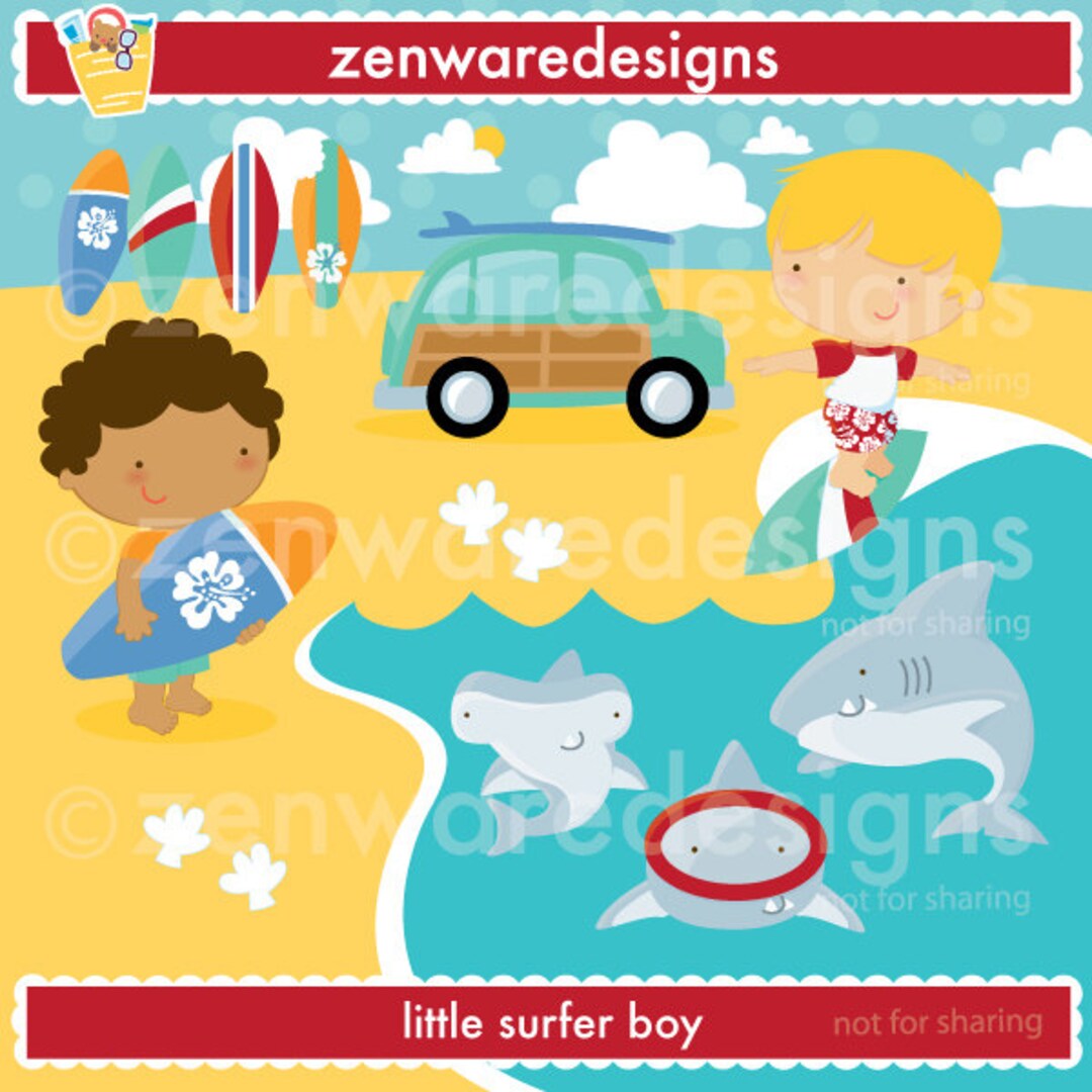 Surfer Boy Clipart - Etsy